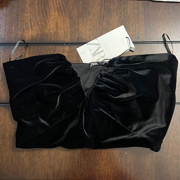 Zara | Tops | Zara Black Velvet Tube Top Size Small Never Worn With Tag ...